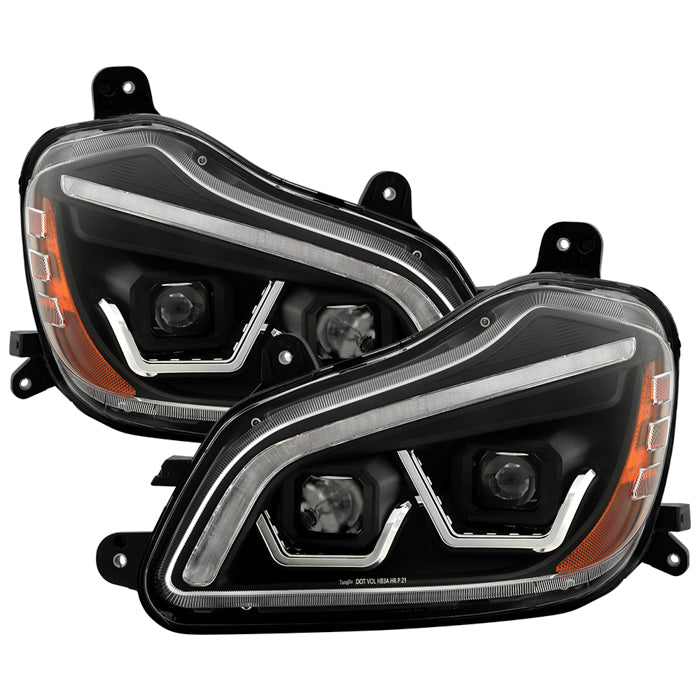 ( xTune ) Kenworth T680 13-19 Halogen Projector Headlights w/ LED Stri ...